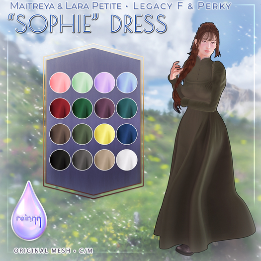 Second Life Marketplace - rainnn - Sophie Cottagecore Dress [Somber Pack]